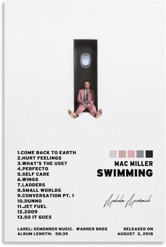 Amazon.com: Mac Miller SWIMMING Album Signature Poster1 Canvas Poster ...