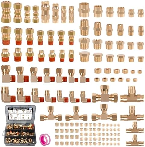 Amazon.com: CheeMuii 80 PCS Brass DOT Air Line Fittings Kit DOT Push ...