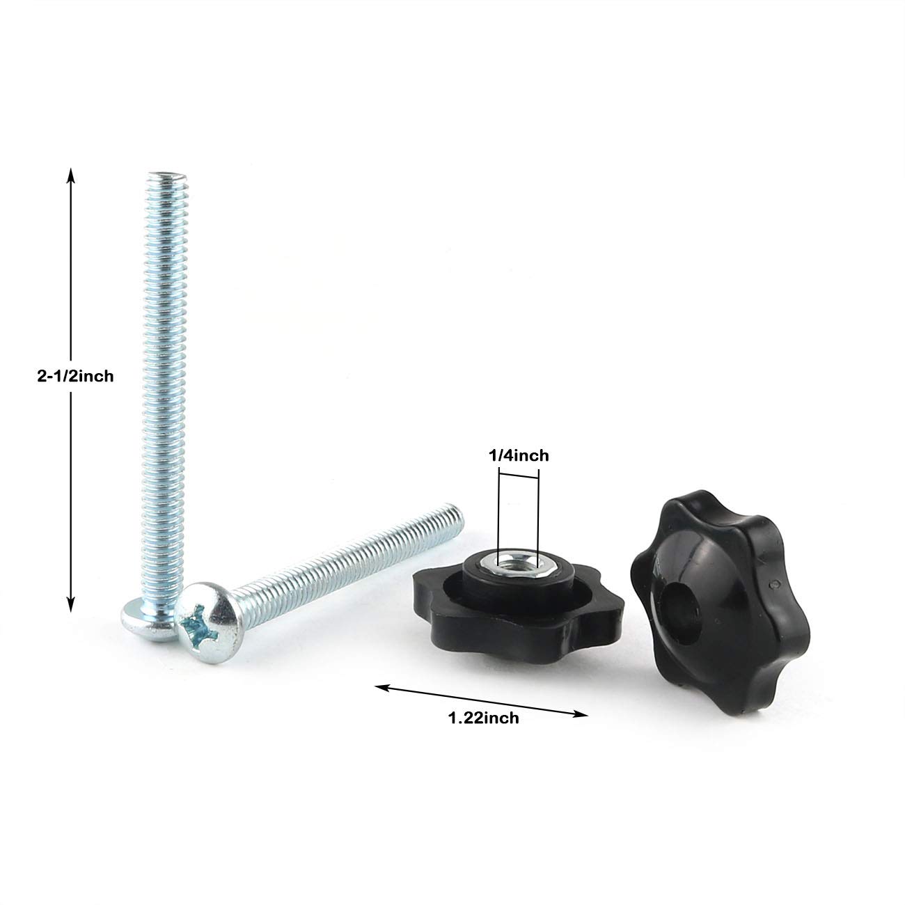 Bolt And Nut Set 8 Sets Black T-Track Knobs Kit With 1/4-20x2-1/2 Bolts ...