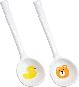 Amazon.com: 2 PCS Long Handle Ceramic Soup Spoon, Cute Asian Large ...