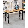 60" Heavy Duty Workbench with Wheels, Max. 2200 LBS Capacity Adjustable ...