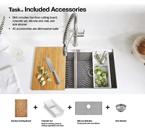 KOHLER K-80084-1PC-NA Task Kitchen Sink, 33", Stainless Steel, Single ...