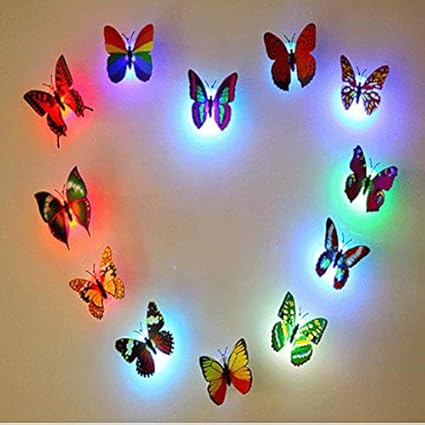 Buy yutiriti 3 Pc Colorful Changing Butterfly LED Night Light Lamp Home ...