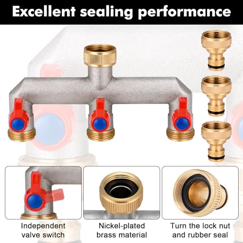 Zocipro Brass 3 Way Outside Tap Splitter, 3/4″ Hose Tap Splitter ...
