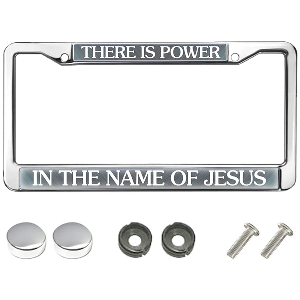 Amazon.com: License Plate Frame Jesus Quote There is Power in The Name ...