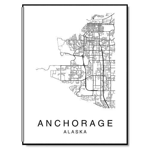 Amazon.com: Anchorage Map Wall Art Poster Print Alaska USA City Map ...
