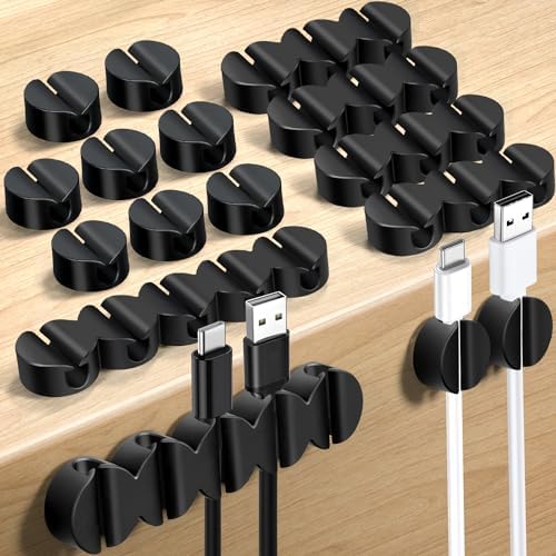 OHill 16-Pack Black Cord Organizer - Adhesive Cable Clips Holder for ...