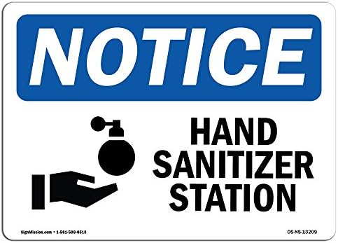 Amazon.com: SignMission OSHA Notice Hand Sanitizer Station Sign with ...