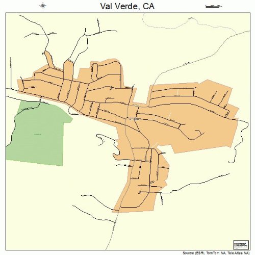 Large Street & Road Map of Val Verde, California CA - Printed poster ...