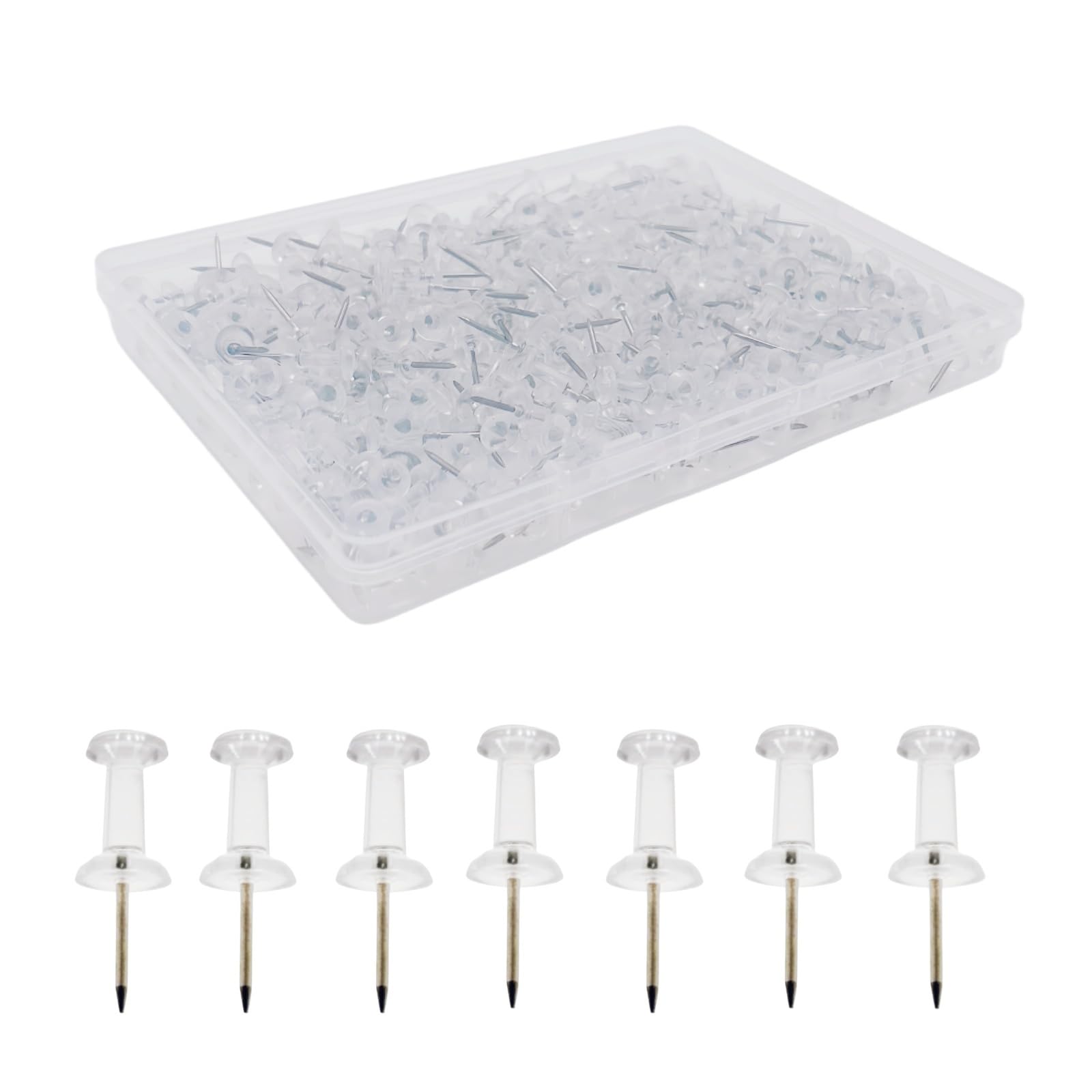 Snapklik.com : Lifetop Clear 300PCS Push Pins Tacks, Clear Plastic Head ...
