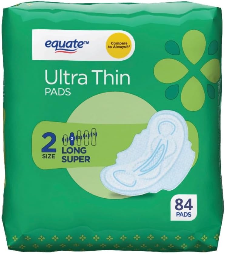 Amazon.com: Equate Ultra Thin Feminine Pads for Women, Size 2, Long ...