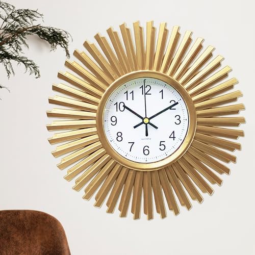 Amazon.com: SENYURI Small Wall Clock, 10 Inch Gold Sunburst Wall Clock ...