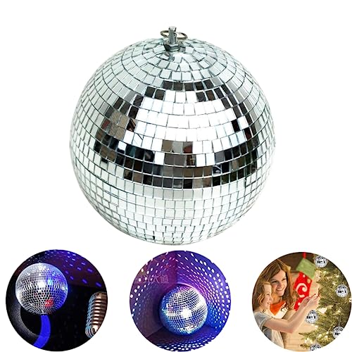 JIAMIAN 8-Inch Mirror Disco Ball Party Design, Silver Glitter Ball ...