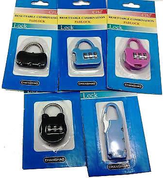 (set of 3) 3 Digit Resettable code Password Number Lock Combination Bag ...