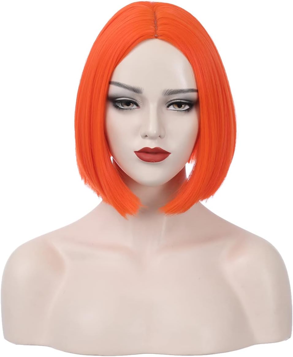 Amazon.com : WAVELNM Orange Wig for Women Orange Bob Wig Short Straight ...