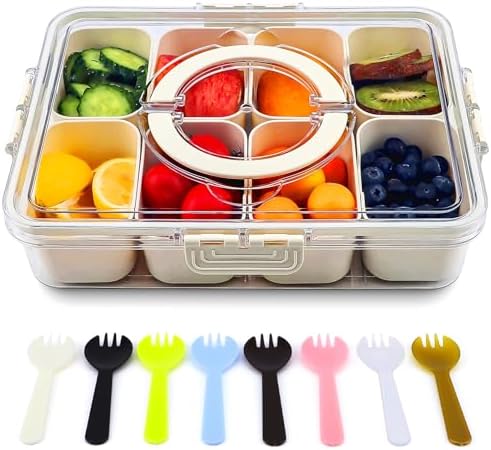 Amazon.com | GFORTUN Divided Serving Tray with Lid and Handle, Snackle ...