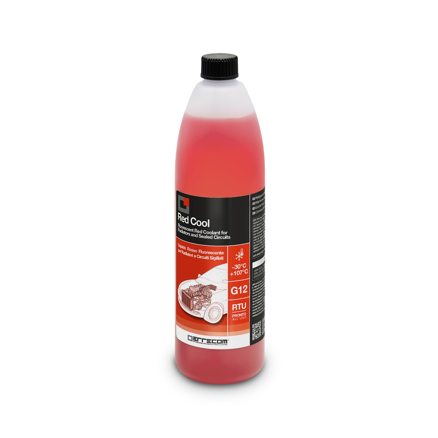 ERRECOM Red Cool, Red Coolant and Antifreeze -30°C/+107°C, Fluorescent ...