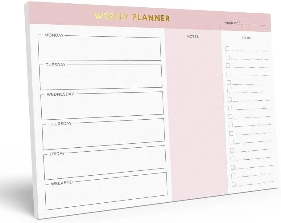 Amazon.com : Weekly Planner Tear Off Notepad - 52 Weekly Sheets With To ...