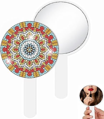 Amazon.com: DOTSOPS Handheld Mirror DIY Compact Mirror Diamond Painting ...