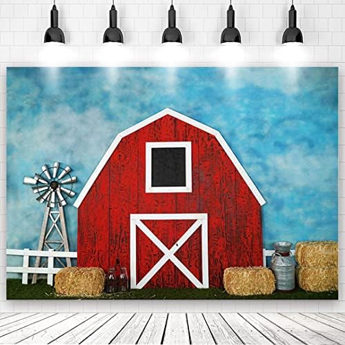 Amazon.com : 8x6ft Farm Red Barn Door Backdrop House Haystack ...