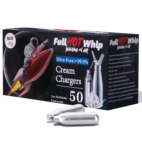 Whipped Cream Charger 8g, 50-Pack N2O Nitrous Oxide Whipped cream for ...