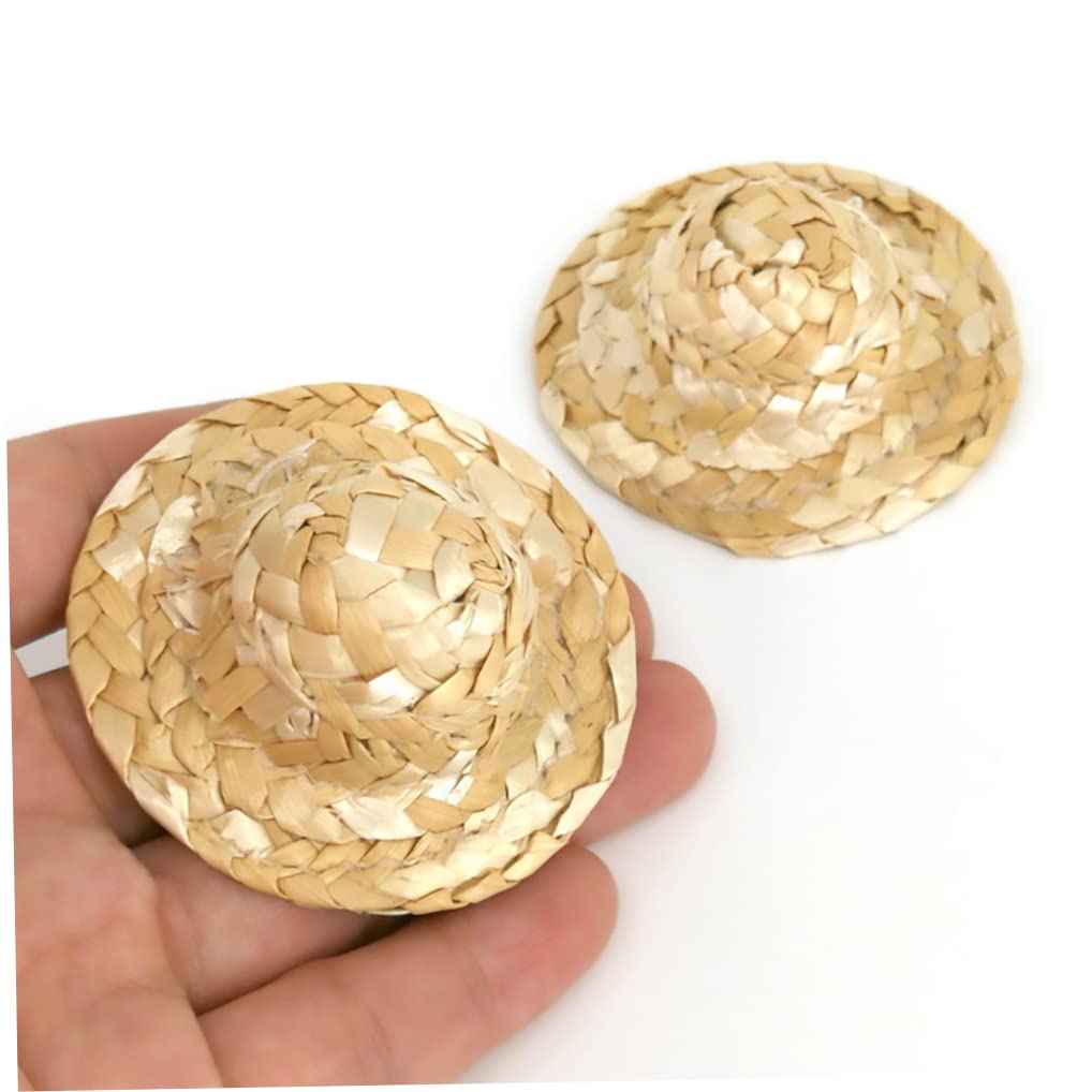 NIDONE Doll Straw Hat Miniature Straw Hat 1:12 Scale Mini Straw Knitted ...