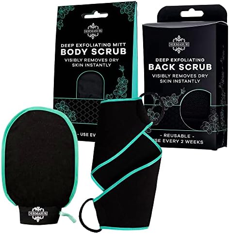 Amazon.com : Dermasuri - Deep Exfoliating Body Mitt & Back Scrub Bundle ...