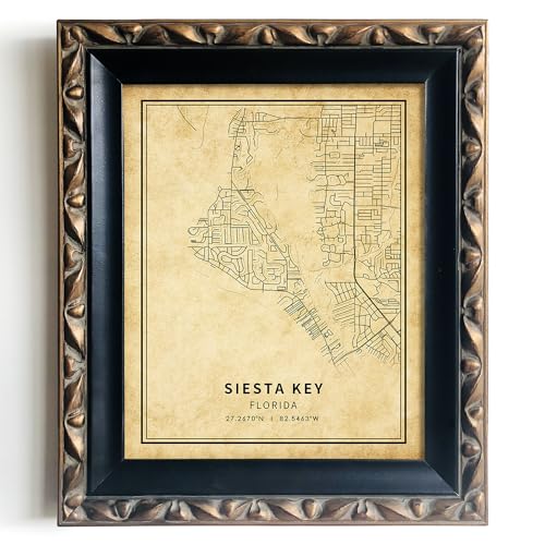 Amazon.com: Siesta Key Florida Vintage Poster - Siesta Key Map Wall Art ...
