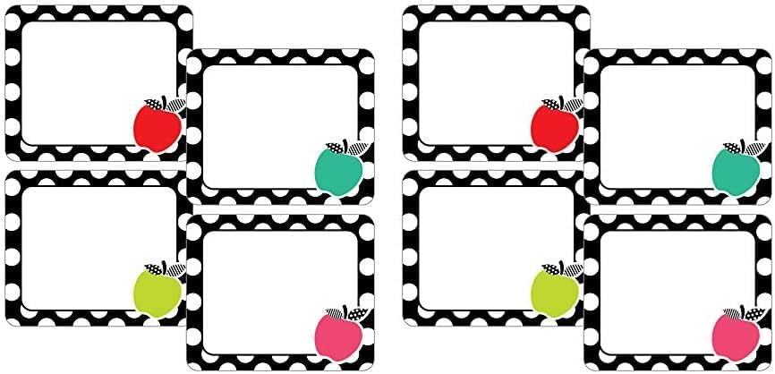 Amazon.com: Schoolgirl Style Black, White and Stylish Apple Name Tags ...