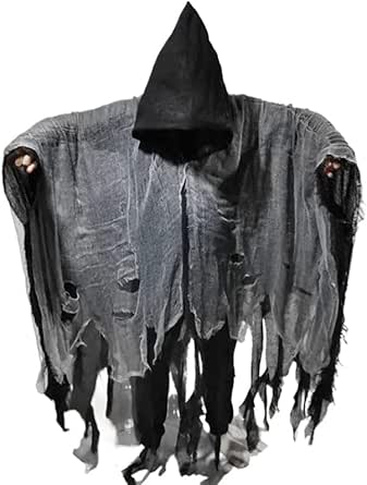 Amazon.com: KFVIM Halloween Ripped Robe Medieval Cloak Men with Hood ...