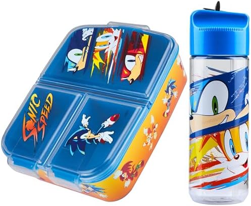 Sonic The Hedgehog Lunch Box and Water Bottle Set for Kids Bento Box ...