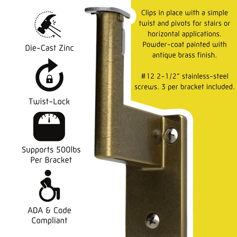 Snapklik.com : Promenaid 3ft ADA Handrail Kit - Walnut - Complete ...