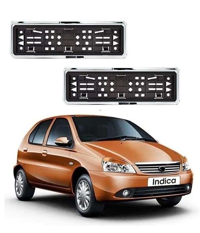 Car Number Plate Chrome Frame (Front & Rear) Compatible with Indica ...
