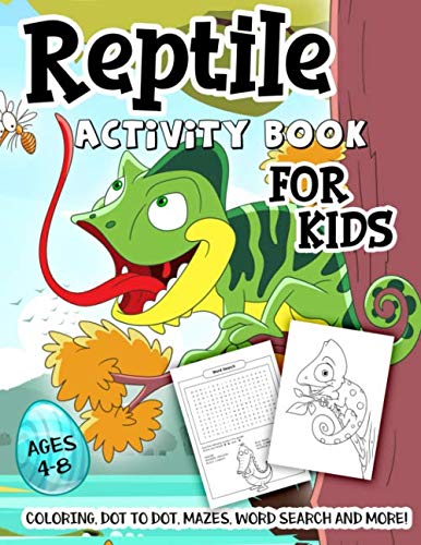 Reptile Activity Book for Kids Ages 4-8: A Fun Workbook for Amphibians ...