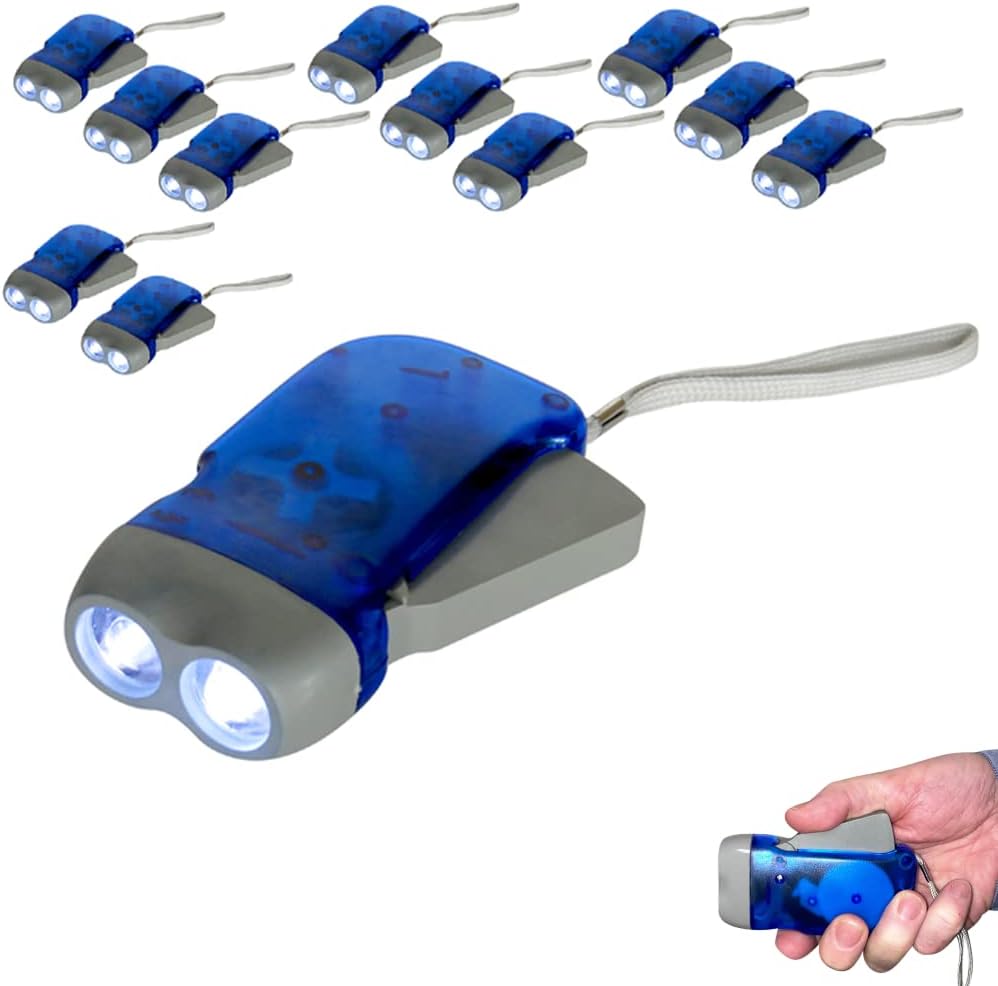 8 Pack Hand Crank Flashlight 3 LED Flashlight Powerful Emergency Safety ...
