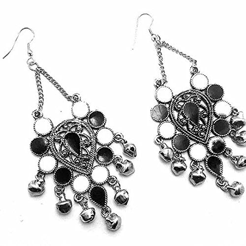 Buy UtilHalt Trendy Balck & White Afghani Tribal Dangler Hook Chandbali ...