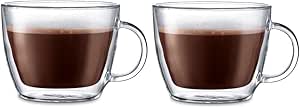 Bodum Bistro Double-Wall Insulated Glass Cafe Latte Mug, Set of 2 ...