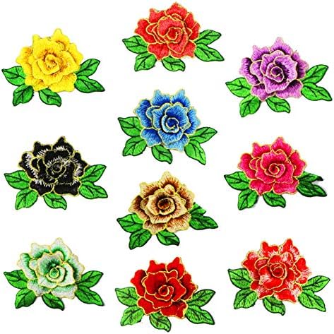 Amazon.com: ZZXLLRO 5Pcs Rose Flower Iron On Patches, Purple Floral ...
