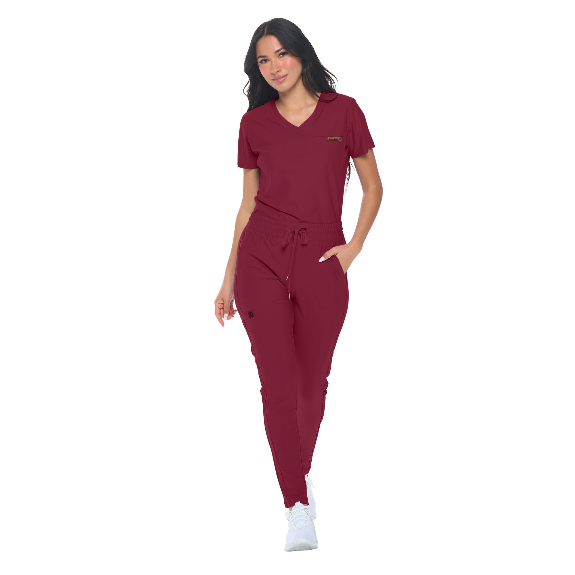 Amazon.com: Monarch Uniforms Womens Scrub Set Extreme Stretch Tapered ...