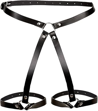 Amazon.com: Hooiolye Women’s Sexy Punk Black PU Leather Body Harness ...