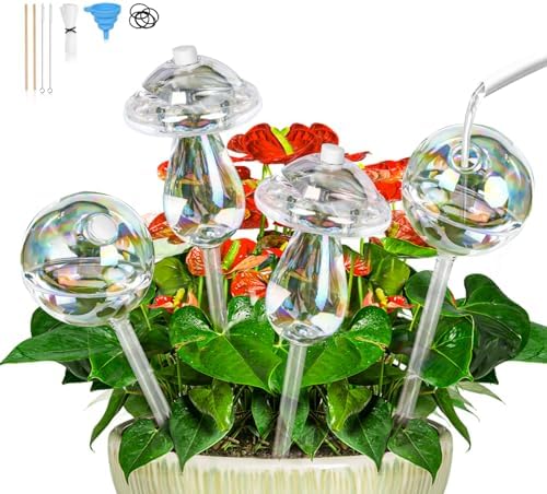 Amazon.com: 4 Pcs Plant Watering Globes, 9 Inch Glass Iridescent Self Watering Planter Insert ...