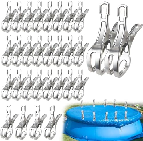 Amazon.com: 30 Pcs Stainless Steel Pool Cover Clips, Pool Cover Clamps ...