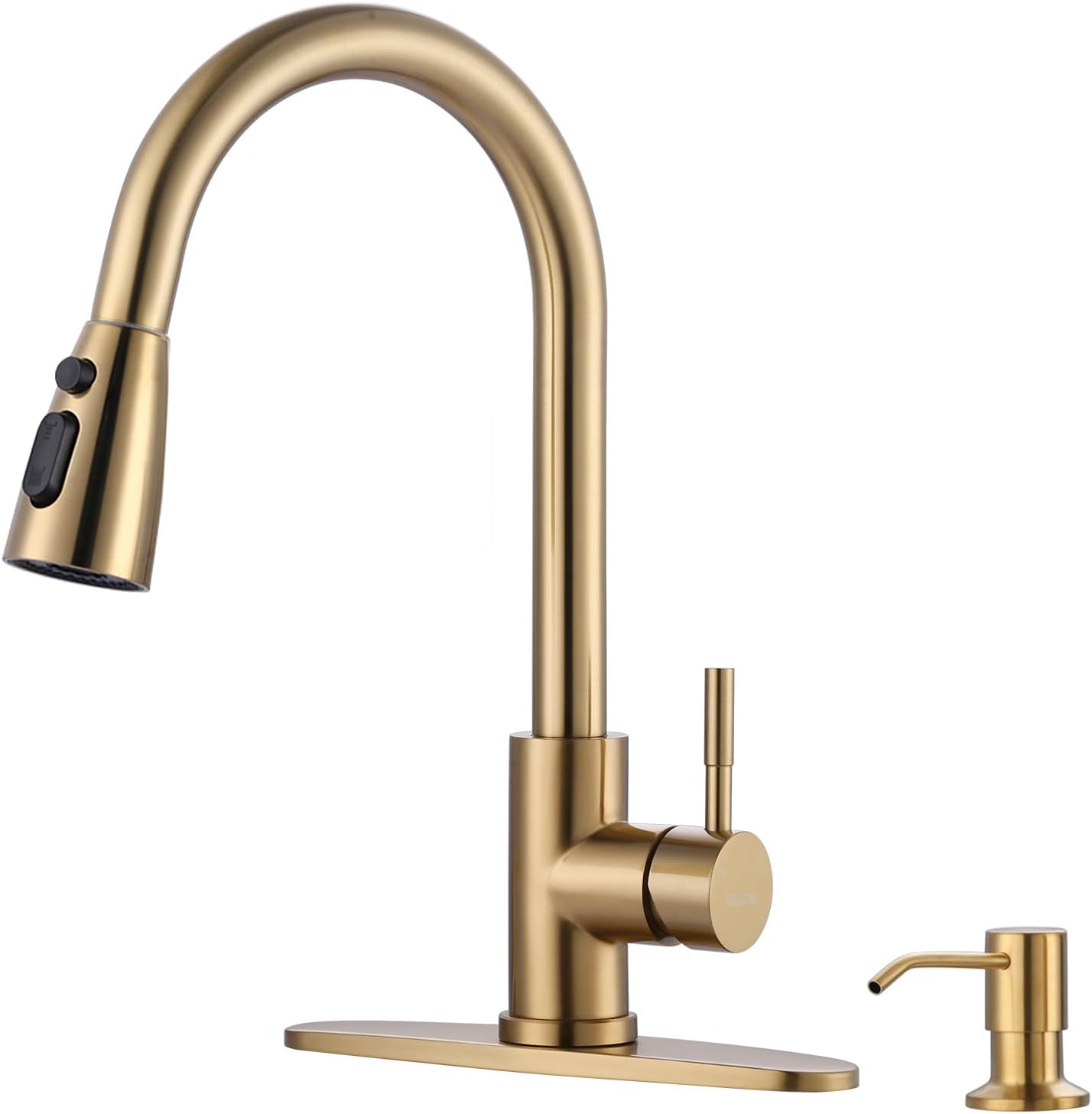 GIMILI Brushed Gold Kitchen Faucet with Soap Dispenser, Commercial ...