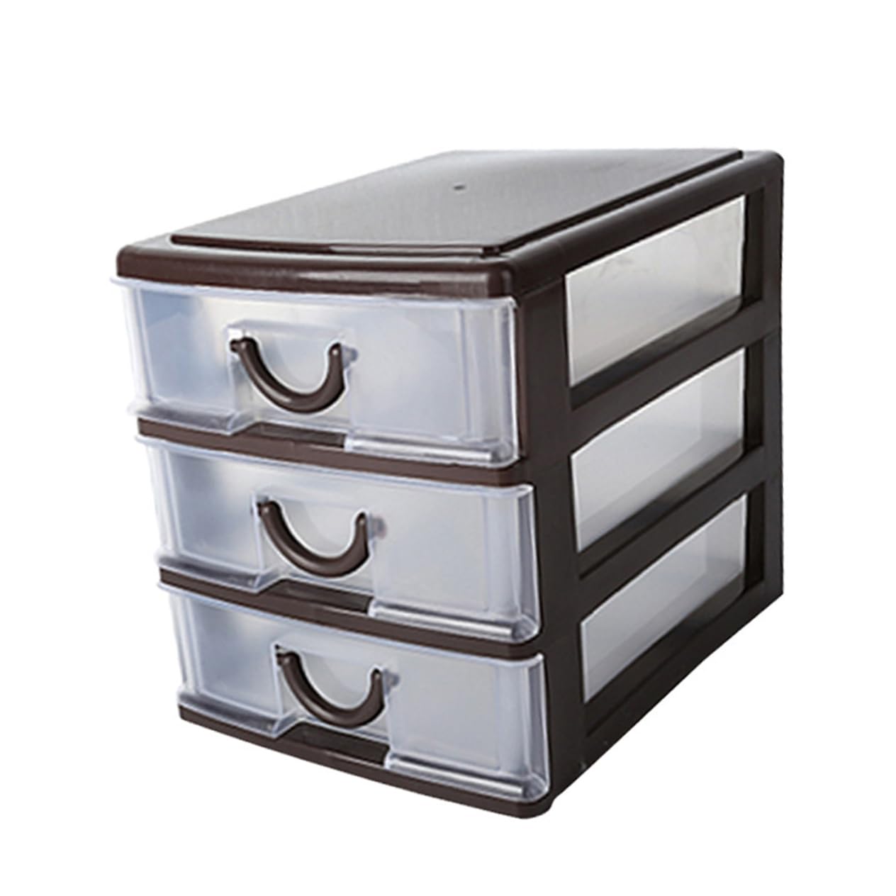 Amazon.com: FONDOTIN 3Layer Brown Plastic Translucent Type Storage Box ...