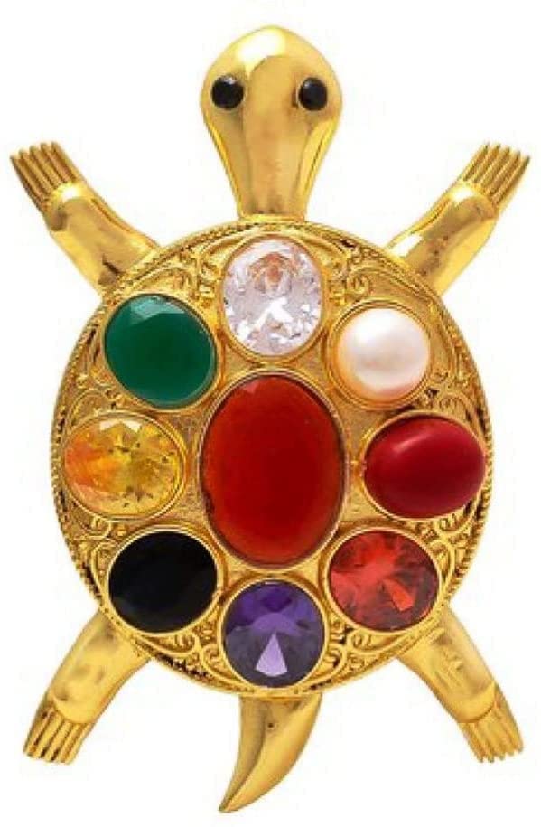Buy Castel Royale Navratna Gem Stone Religious Tortoise Turtle op ...
