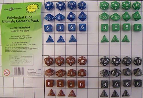 Amazon | おもちゃ Pack of 60 RPG Polyhedral Dice with 4 Sets of 15 (~ 1/2 ...