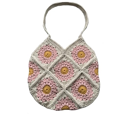 Amazon.com: Crochet daisy tote bag purse, granny squares, handmade ...
