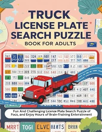 Truck License Plate Search Puzzle Book for Adults: Fun and Challenging ...