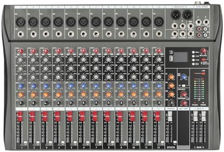 Professional 12 Channel Audio Mixer Portable DJ Sound Board Console ...