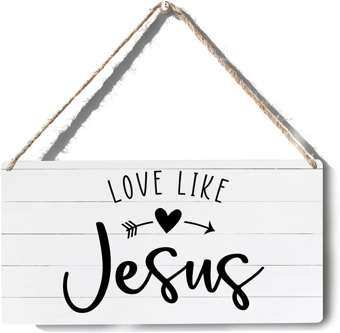 Amazon.com: Bible Verse Sign Decor Love Like Jesus Wooden Sign Plaque ...